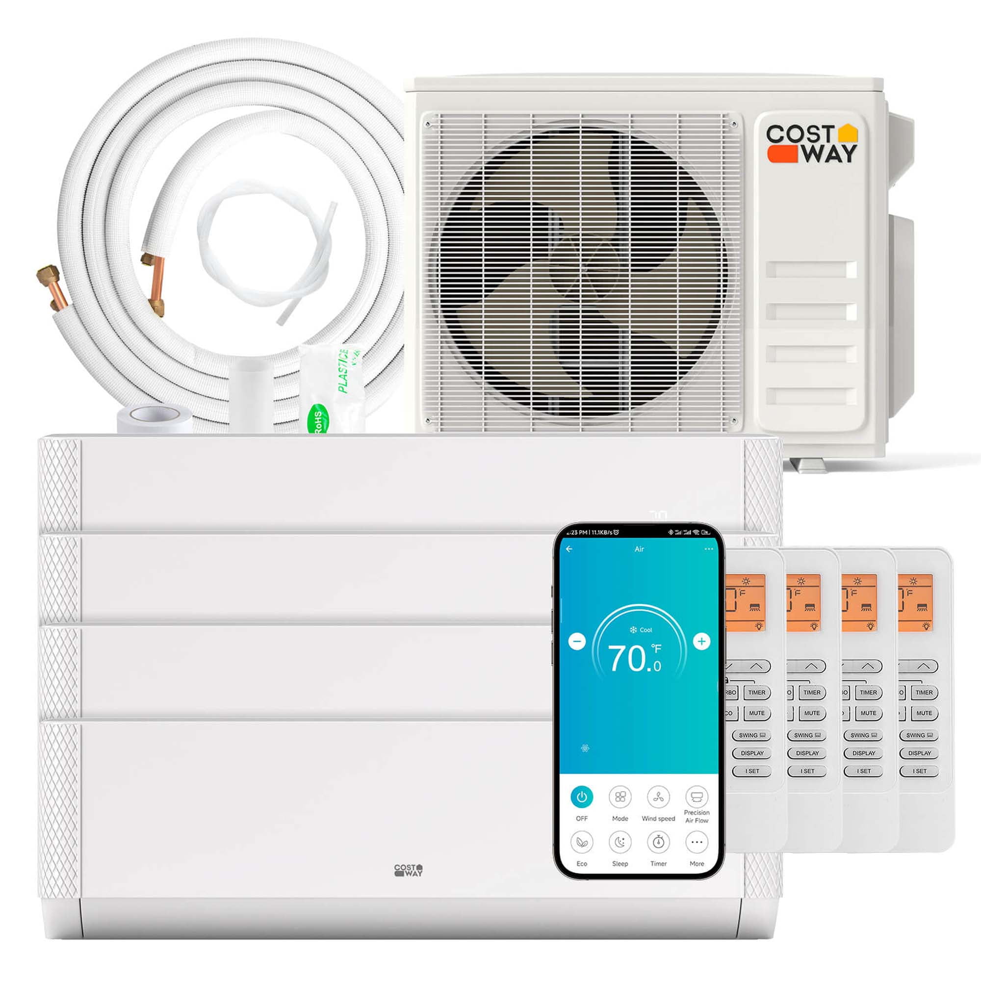 Costway 36K BTU 4 Zone 9K+9K+12K+18K BTU 21.5 SEER2 Mini Split Air ...