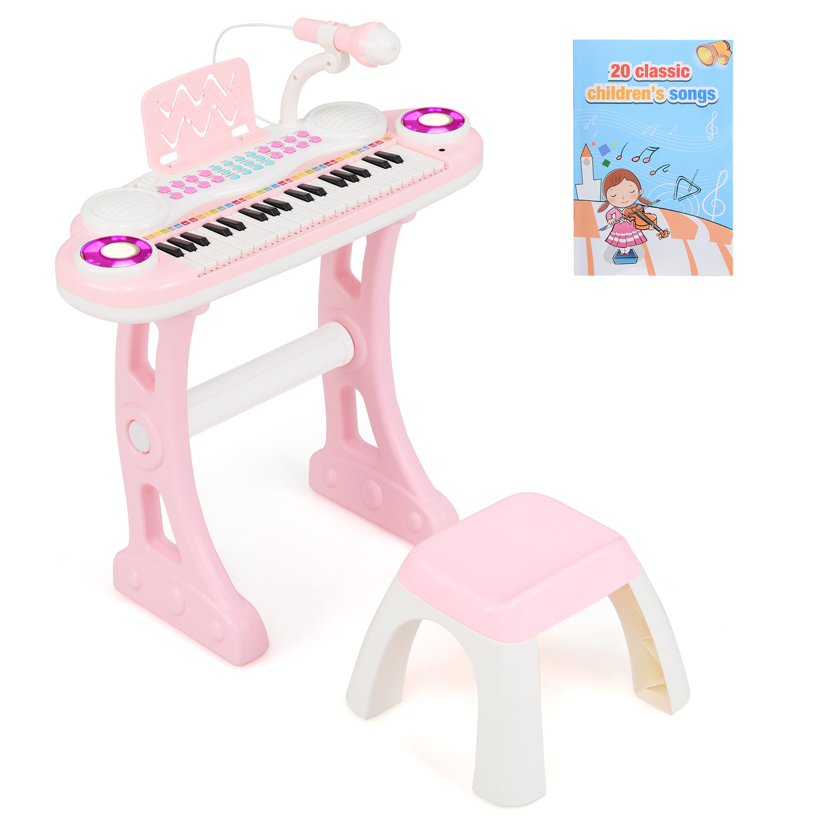 Costway 37-Key Children's Beginner Musical Electronic Keyboard Playset ...