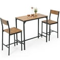 Costway 3PCS Bar Table Set Industrial Counter Height Dining Table Set w ...