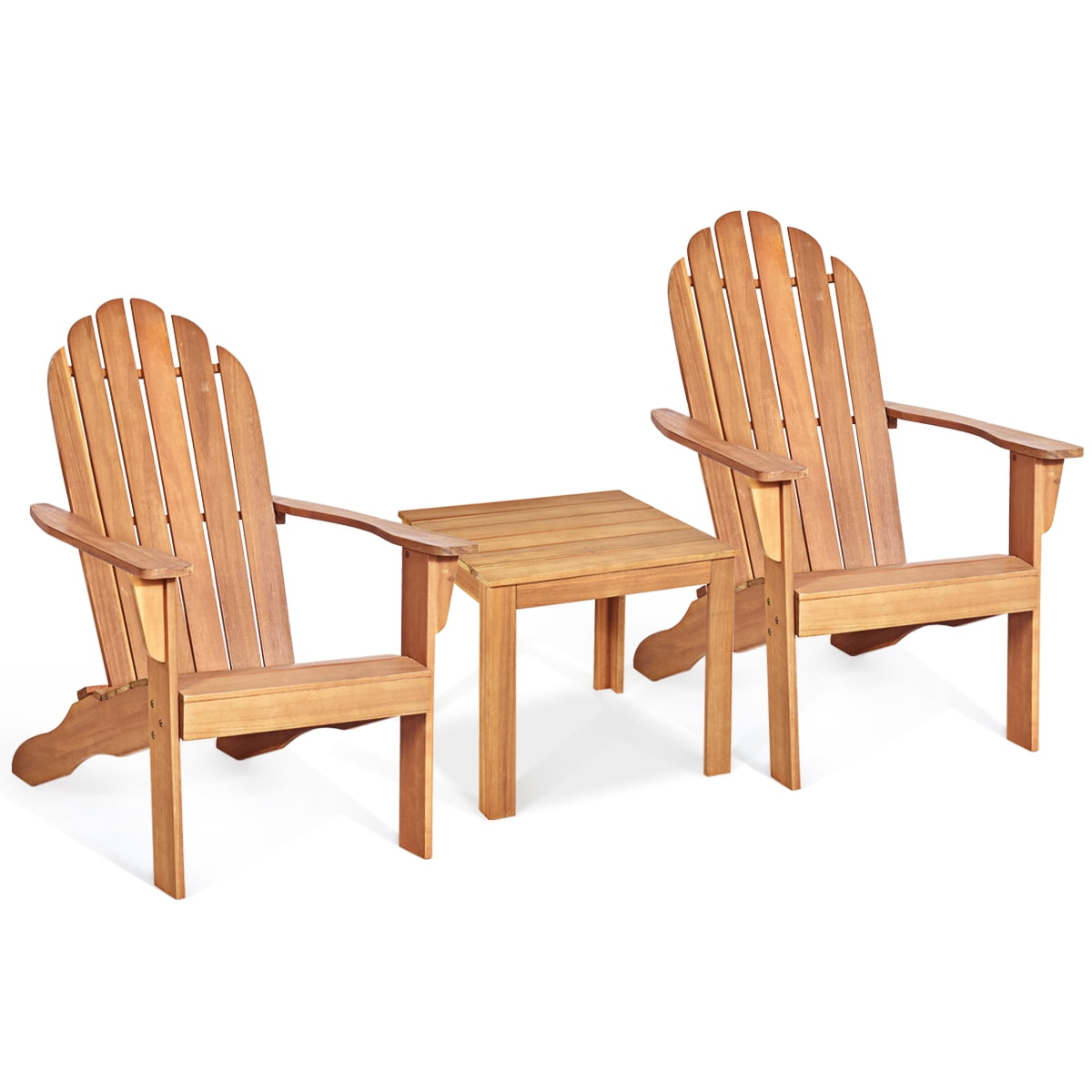 Costway 3PCS Patio Adirondack Chair Table Set Garden Deck Furniture ...