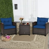 Costway 3PCS Patio Rattan Furniture Set Cushioned Conversation Set ...