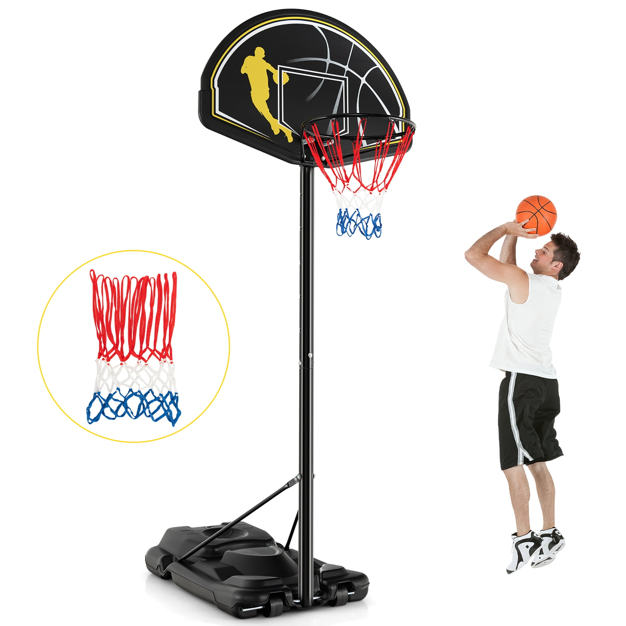 Costway Portable Outdoor Basketball Hoop System, 4.25-10FT Adjustable ...