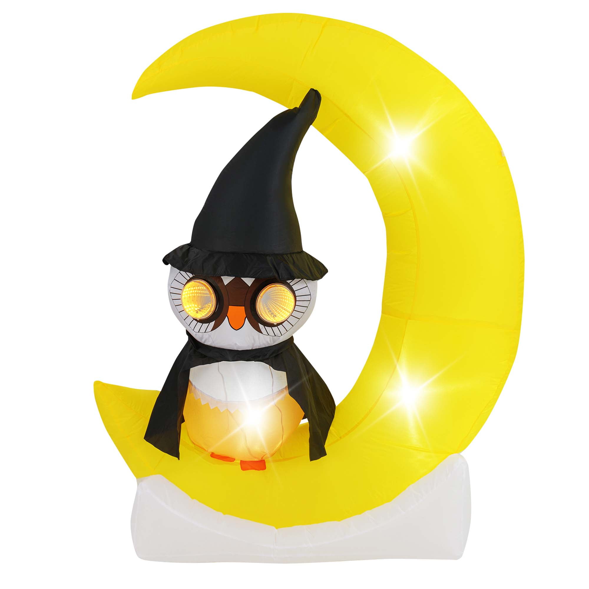 Costway 4.3 x 5.1 ft Inflatable Owl on Moon LED Lighted Halloween ...