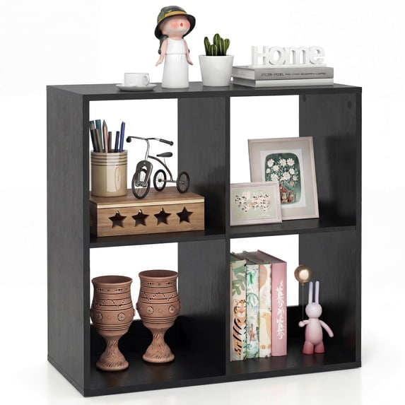 Costway 4-Cube Open Bookshelf with Anti-tip Kits Home Modern Style ...