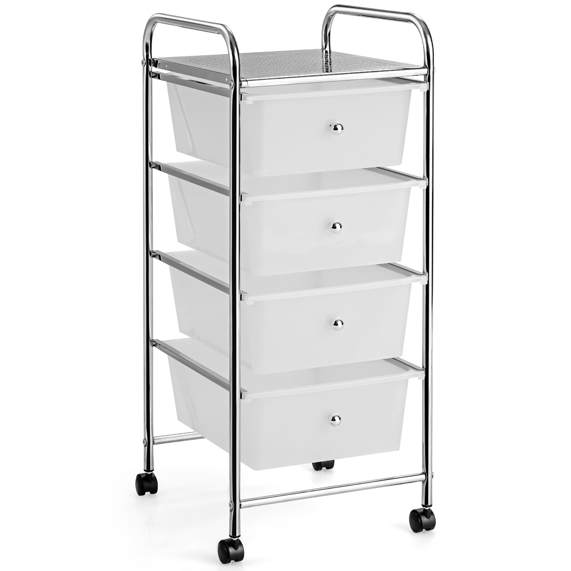 Costway Heavy-Duty 4-Drawer Storage Cart with Plastic Drawers and ...