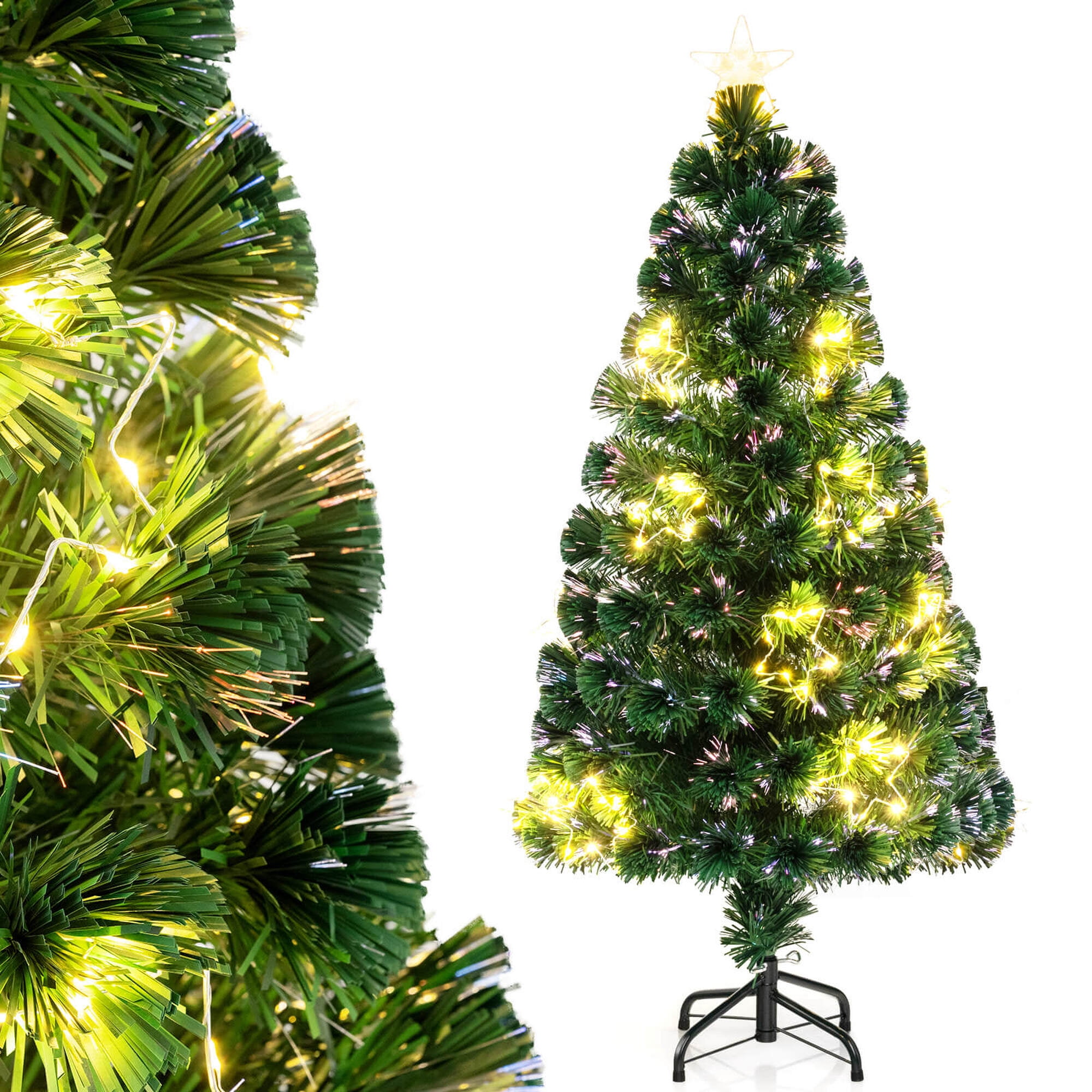 Costway 4 FT Artificial Xmas Tree with 130 Branch Tips 197 Warm White ...