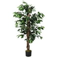 Free Shipping! Costway 4 Feet Artificial Ficus Silk Tree Wood Trunks ...