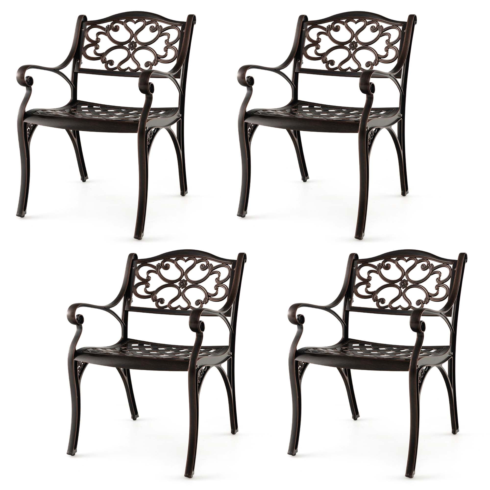 Costway 4 PCS Outdoor Dining Bistro Furniture Set, Cast Aluminum Patio ...