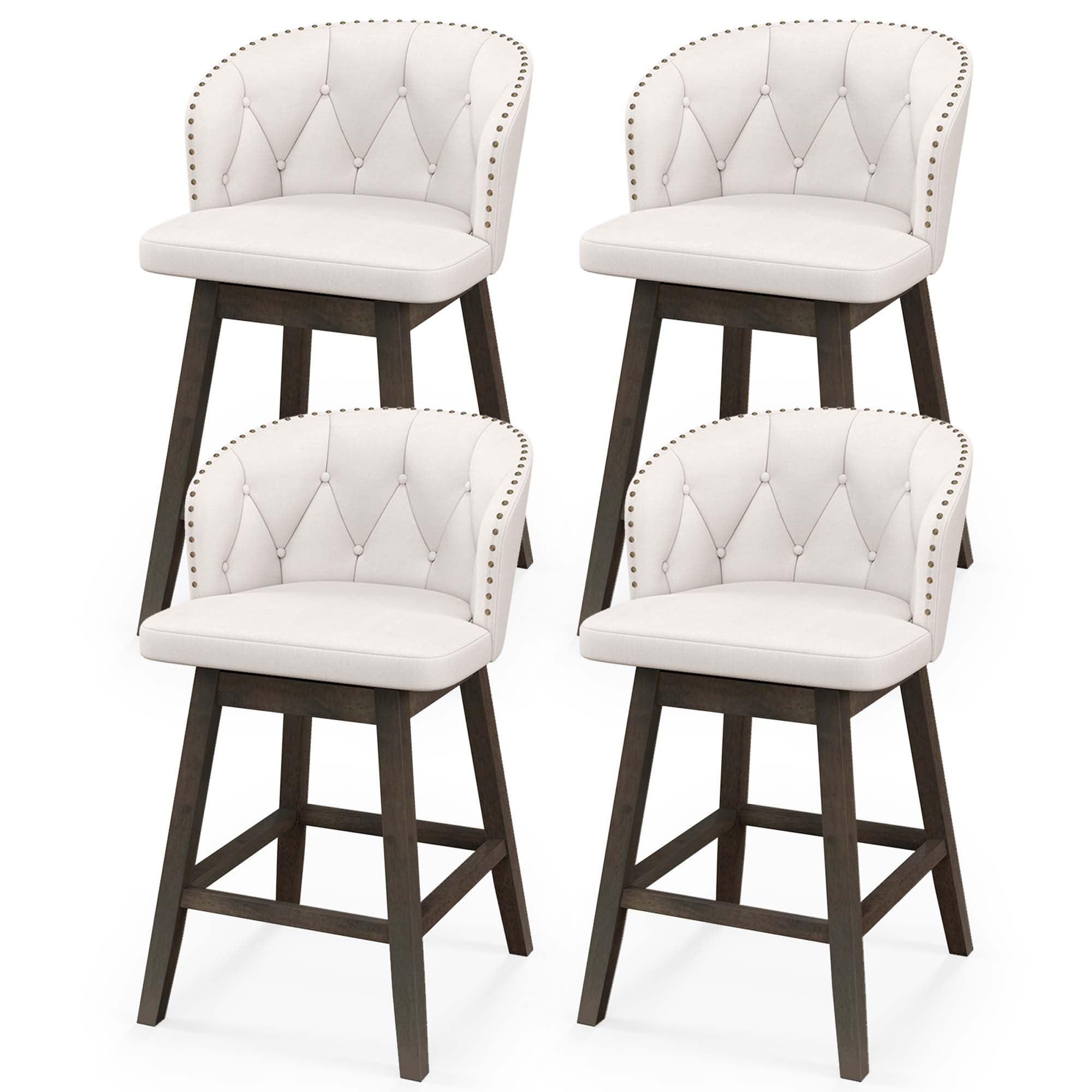 Costway 4 PCS Counter Height Bar Stools Fabric Upholstered Island ...