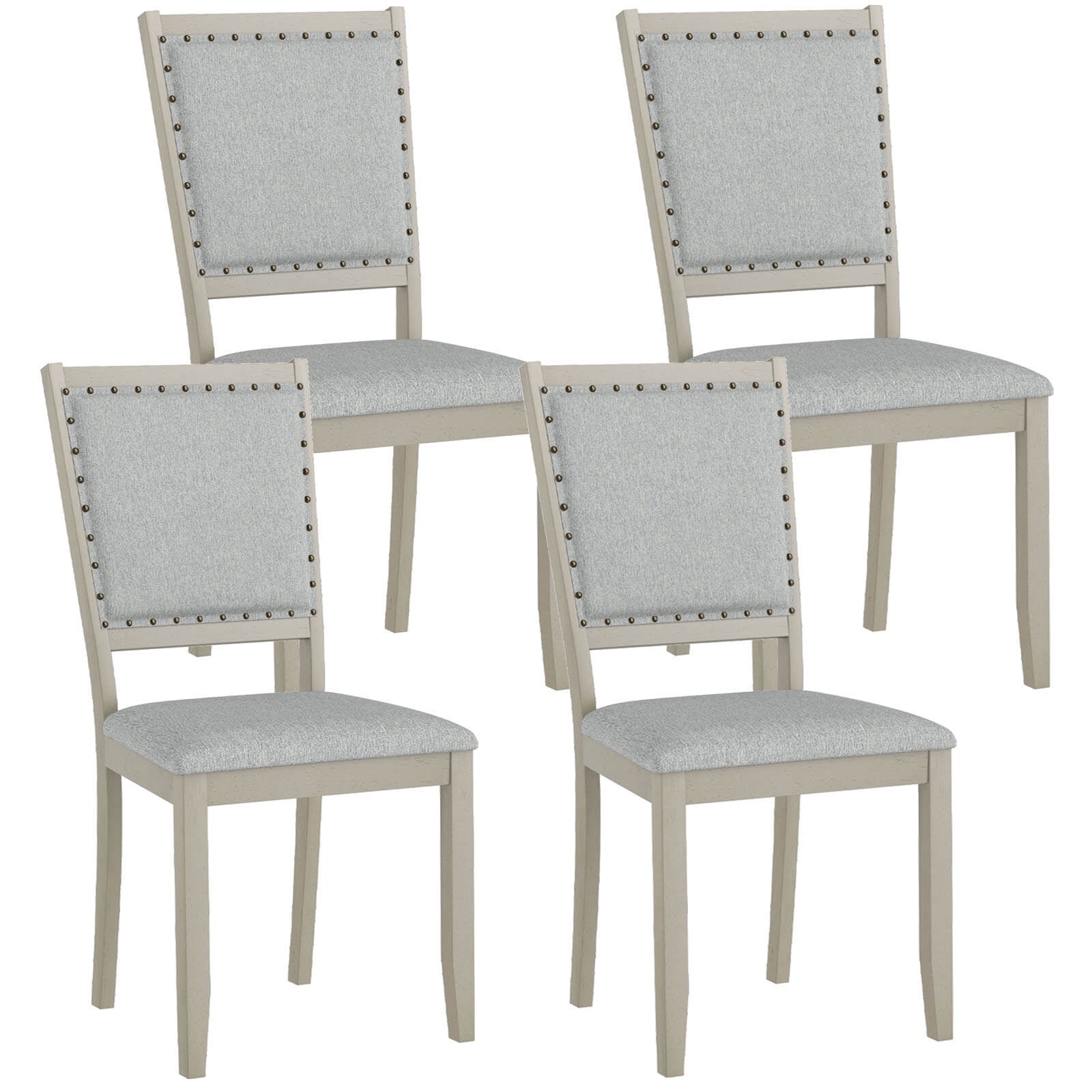 Costway 4 PCS Farmhouse Dining Chair Fabric Upholstered Kitchen Chairs ...