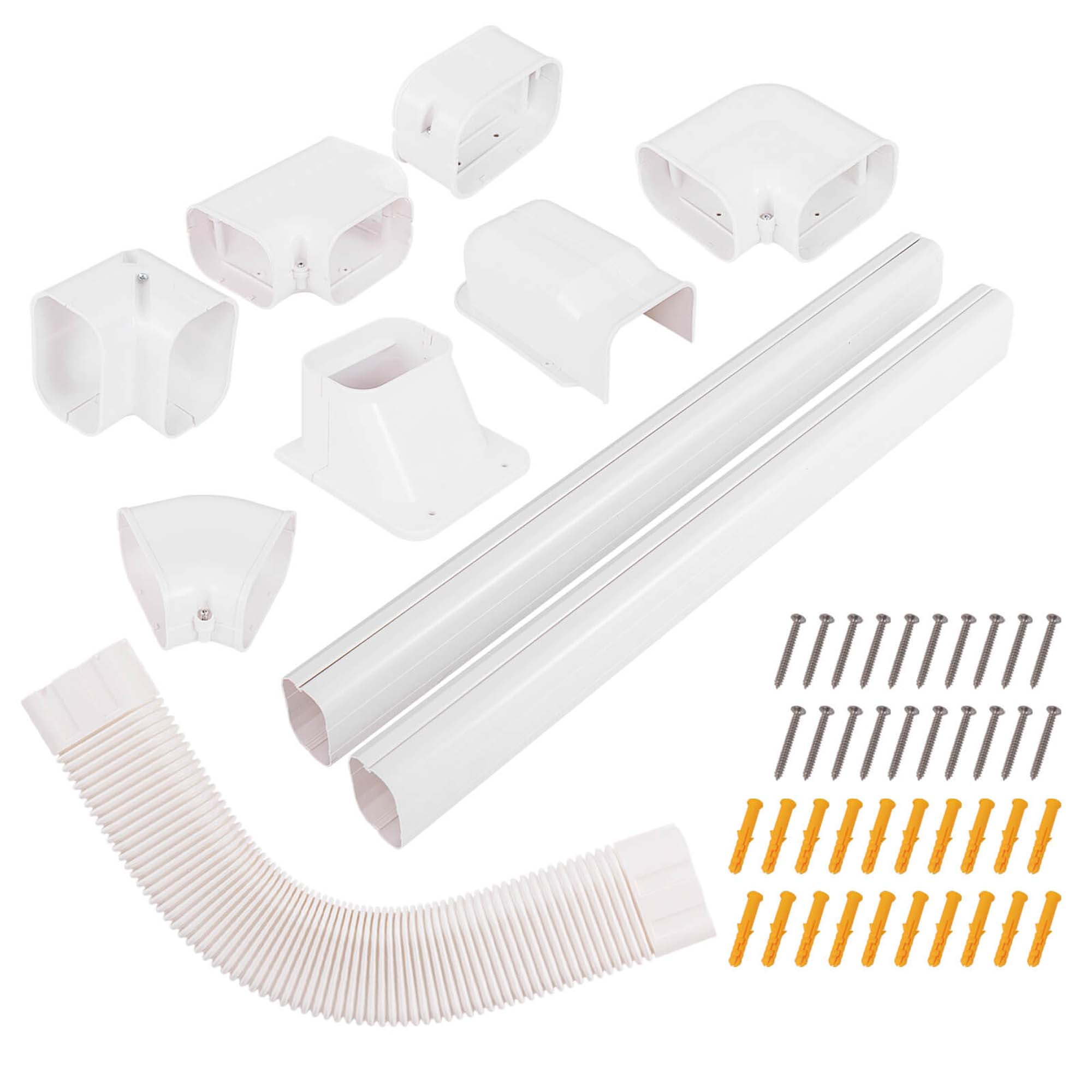 Costway 4" PVC Decorative Mini Split Line Set Cover with Flexible Duct ...