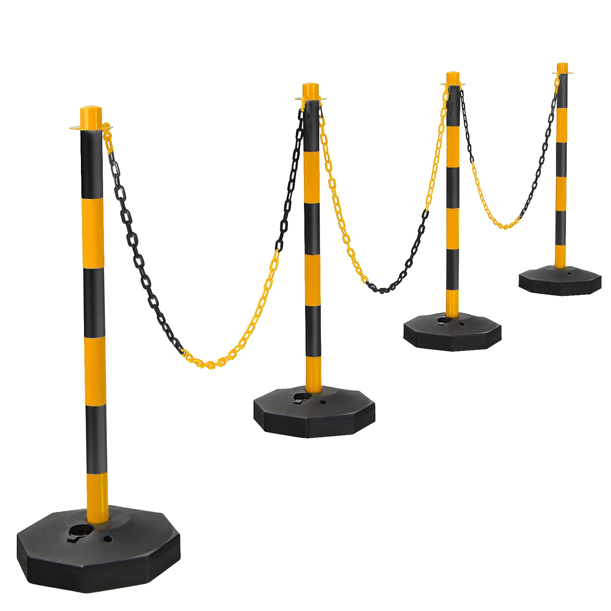Costway 4 Pack Traffic Delineator Poles 34'' Barrier w/5FT Chains ...