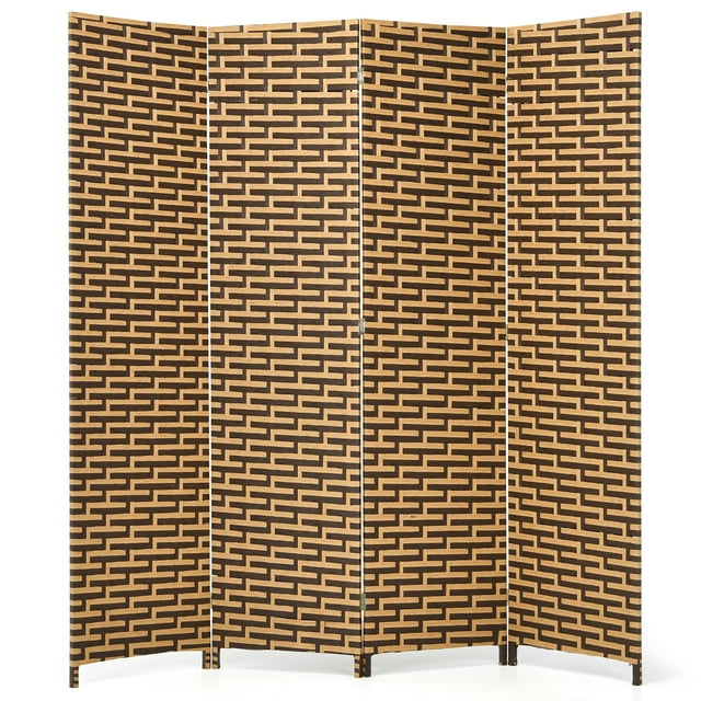 Costway 4 Panel Indoor Fiber Privacy Partition Screen Folding Room ...