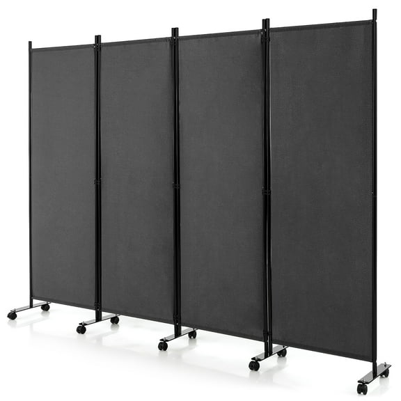 3-Panel Folding Room Divider 6Ft Rolling Privacy Screen w/Lockable ...