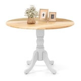 Costway Diner Style Compact 4-Person Dining Table Solid Rubber Wood for ...