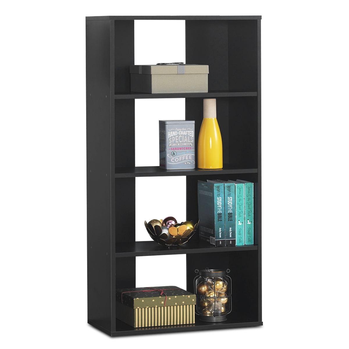 Costway 4-Tier Bookcase Storage Open Shelves Multipurpose Display Unit ...