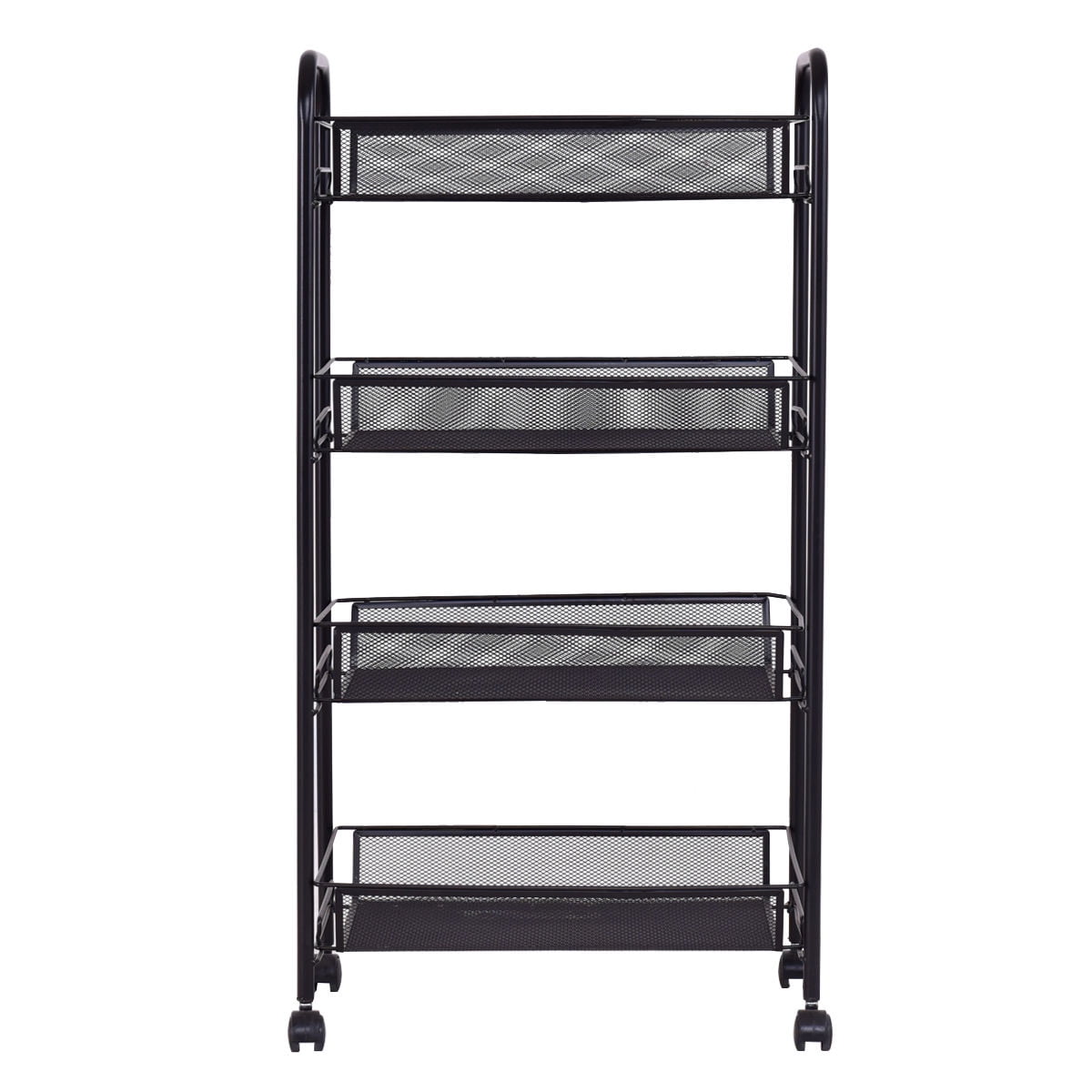 Costway 4-Tier Rolling Metal Shelves Storage Trolley Cart with Wheels ...
