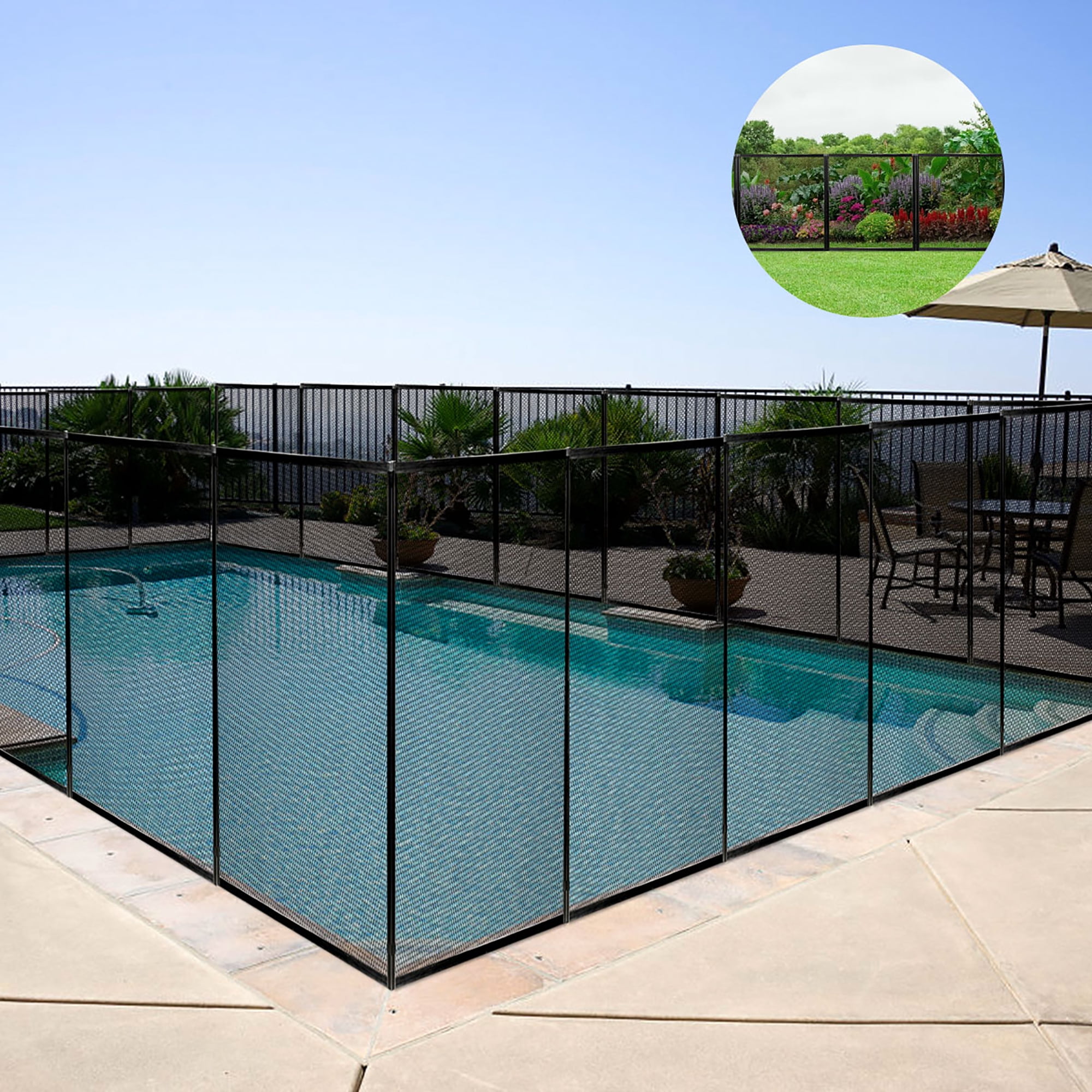 Costway 4'X48' Swimming Pool Fence, Aluminum Poles, Child Safety ...
