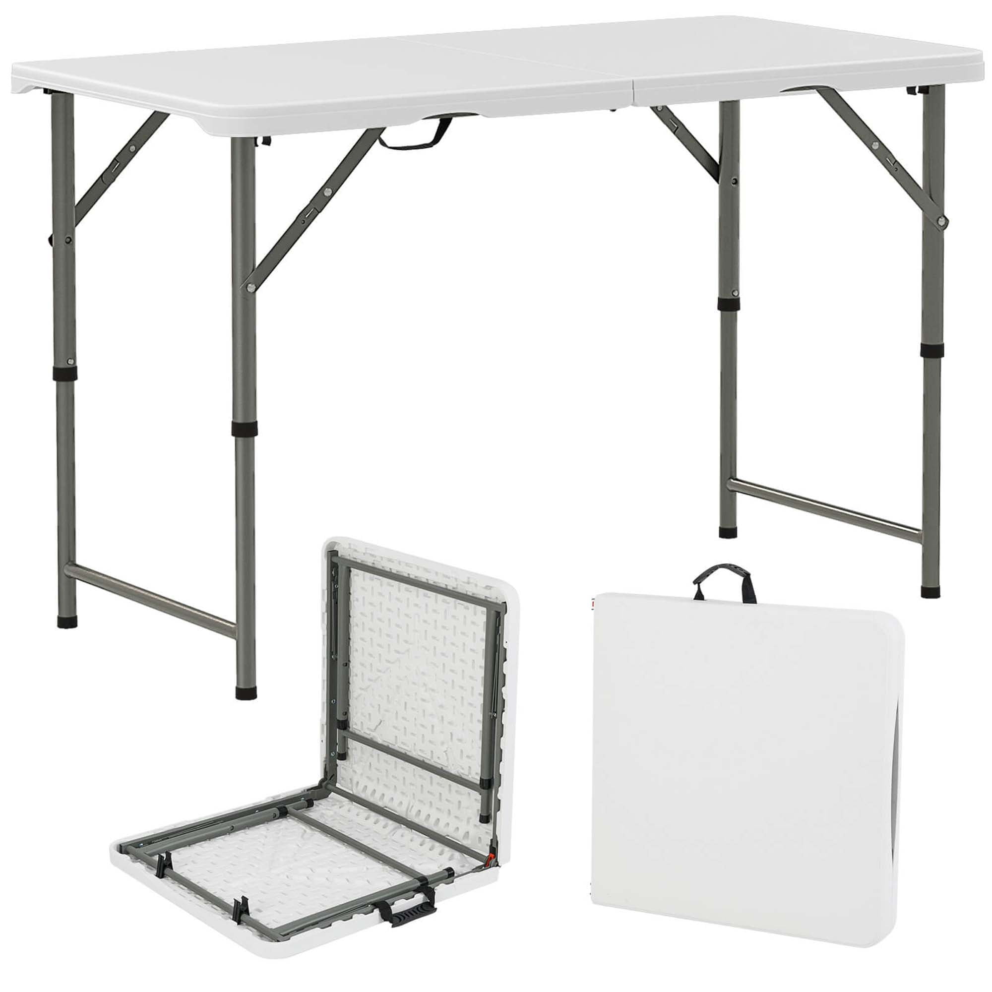 Costway 4 ft Portable Camping Table with HDPE Tabletop & Metal Legs ...