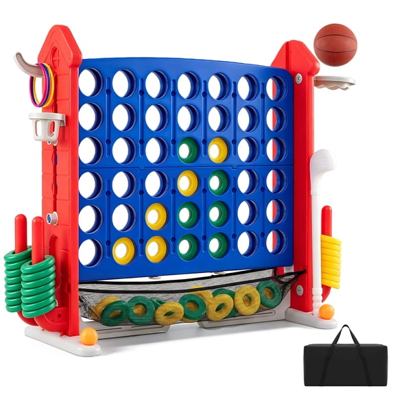 Costway 4 in a Row Connect Game with Mesh Net, Carrying Bag, Height ...