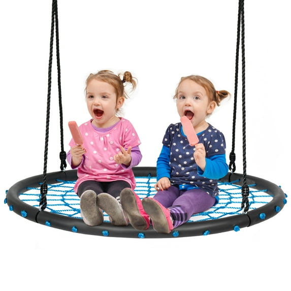 Costway 40'' Spider Web Tree Swing Set w/ Adjustable Hanging Ropes Kids ...