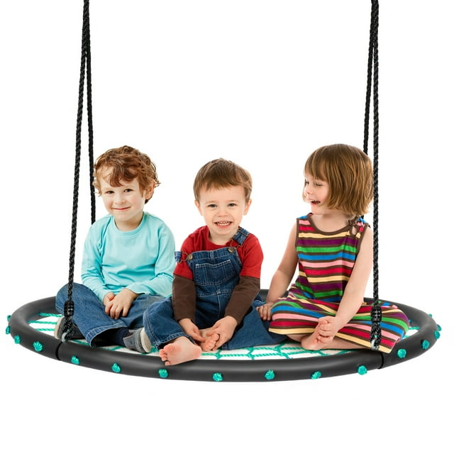 Costway 40'' Net Circle Round Platform Spider Web Tree Swing Set with ...