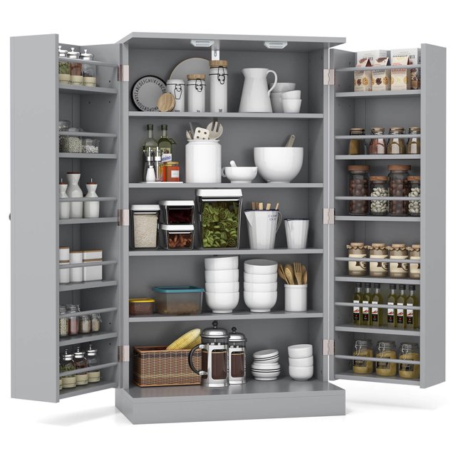 Costway 41" Farmhouse Kitchen Pantry Storage Cabinet with Doors ...