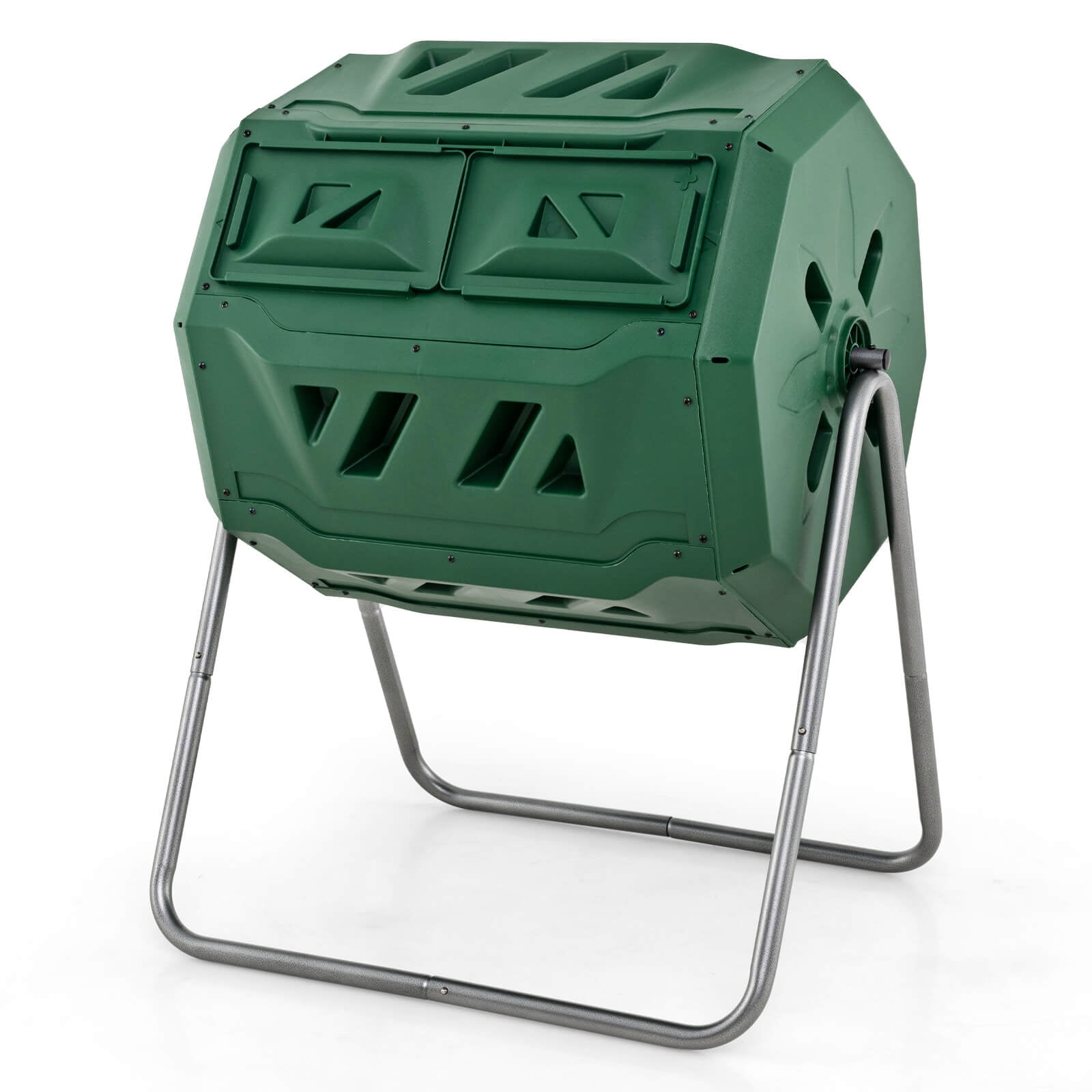 Costway 42-Gal Compost Bin Dual Chamber Composting Tumbler with 2 ...