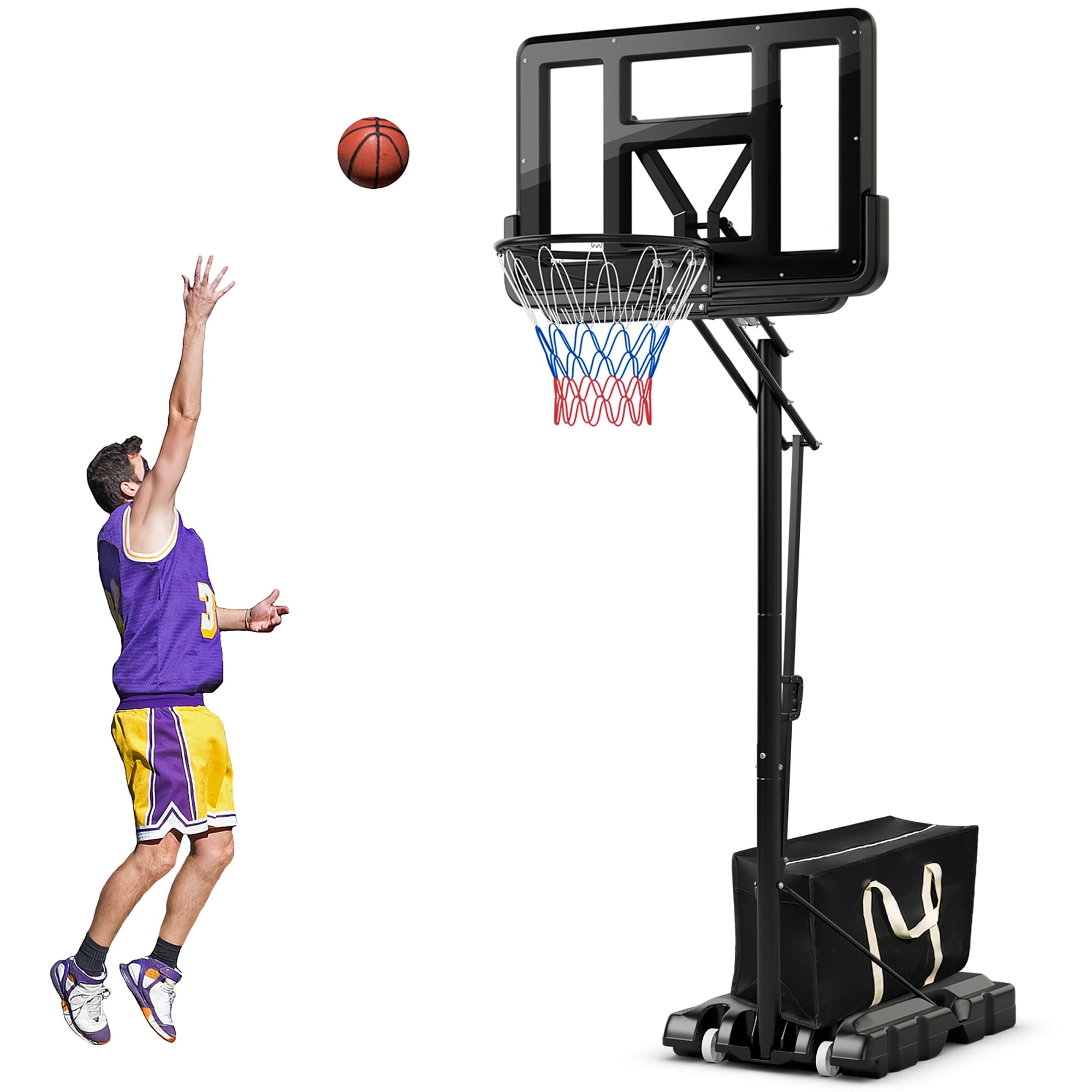 Costway 44'' Shatterproof Backboard Portable Adjustable Basketball Goal ...
