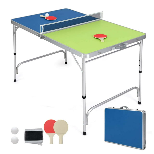 Costway 47" x 30" Mini Table Tennis Table with Adjustable Height for ...