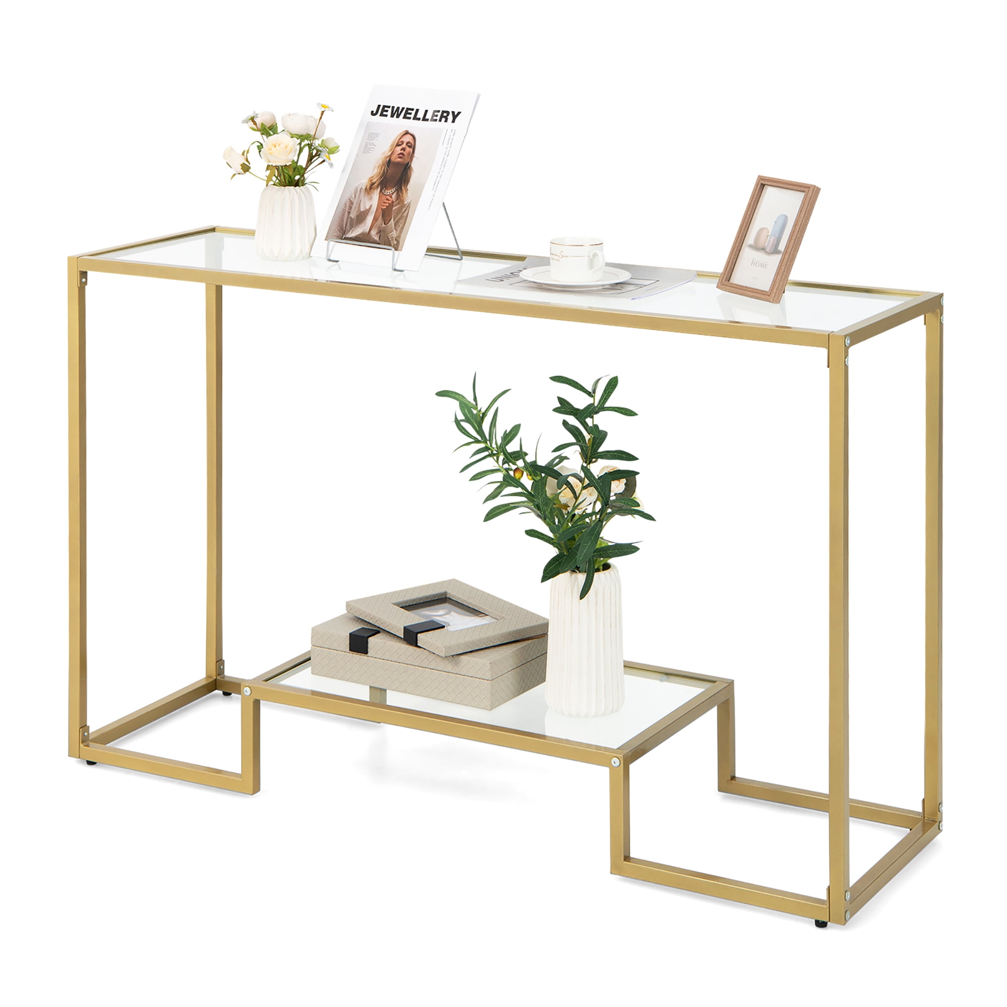 Costway 48'' Modern 2-Tier Hall Storage Entry Console Table with ...