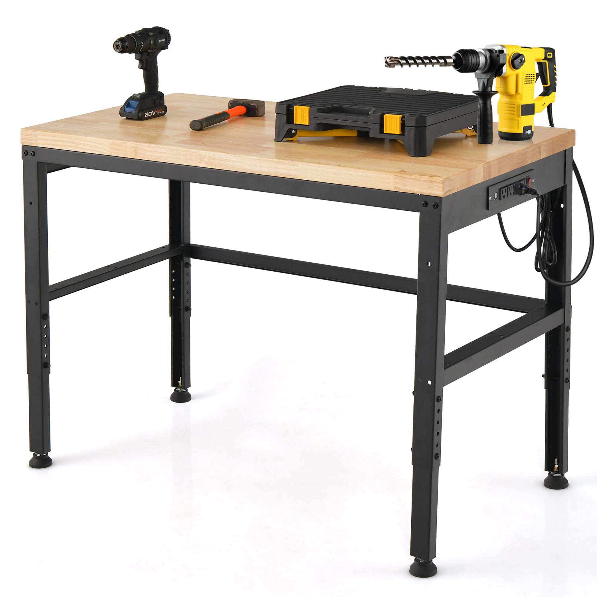 Costway 48" Adjustable Work Bench Heavy-Duty Steel Frame Worktable with ...