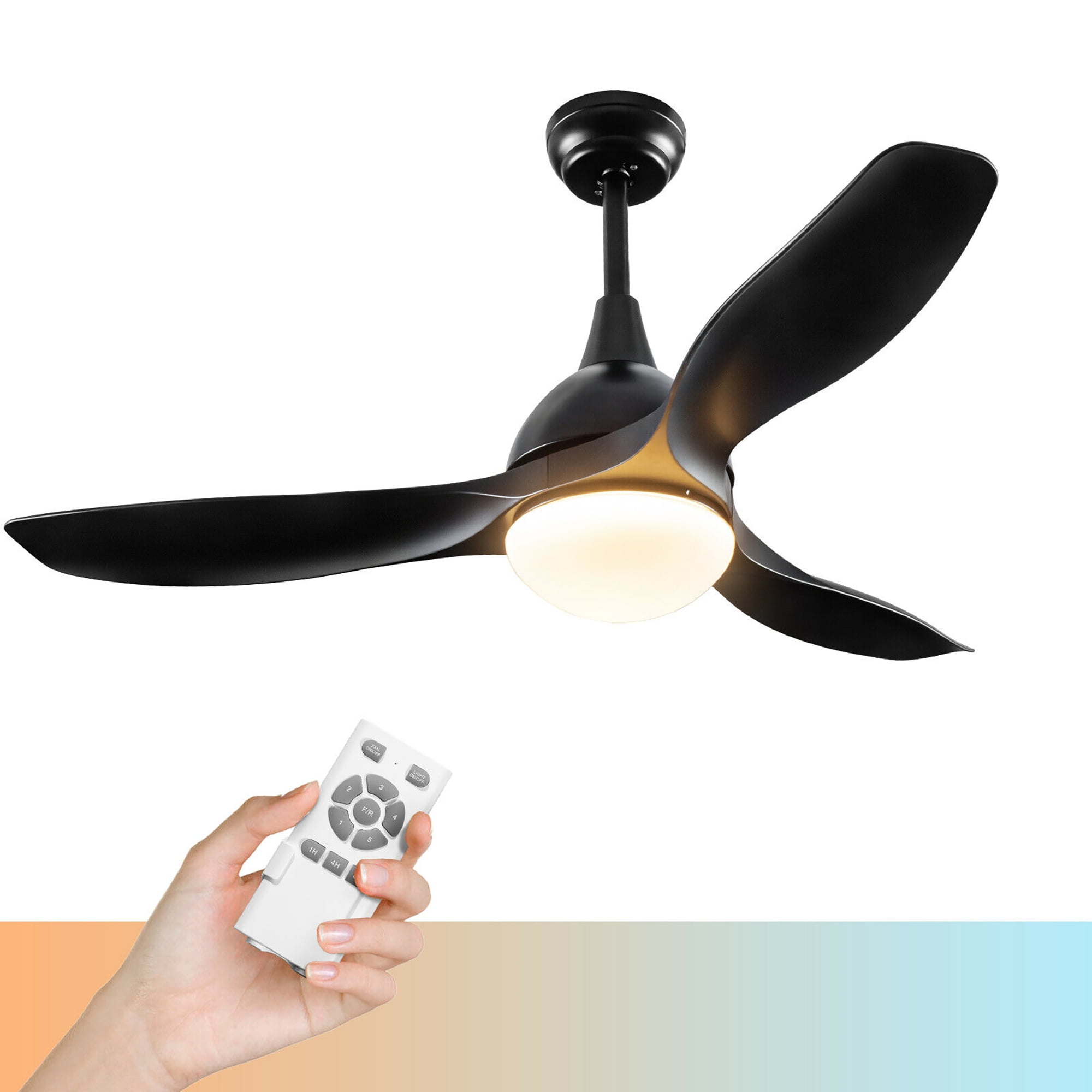 Costway 48" Ceiling Fan w/ Dimmable LED Light Remote Control Modern ...