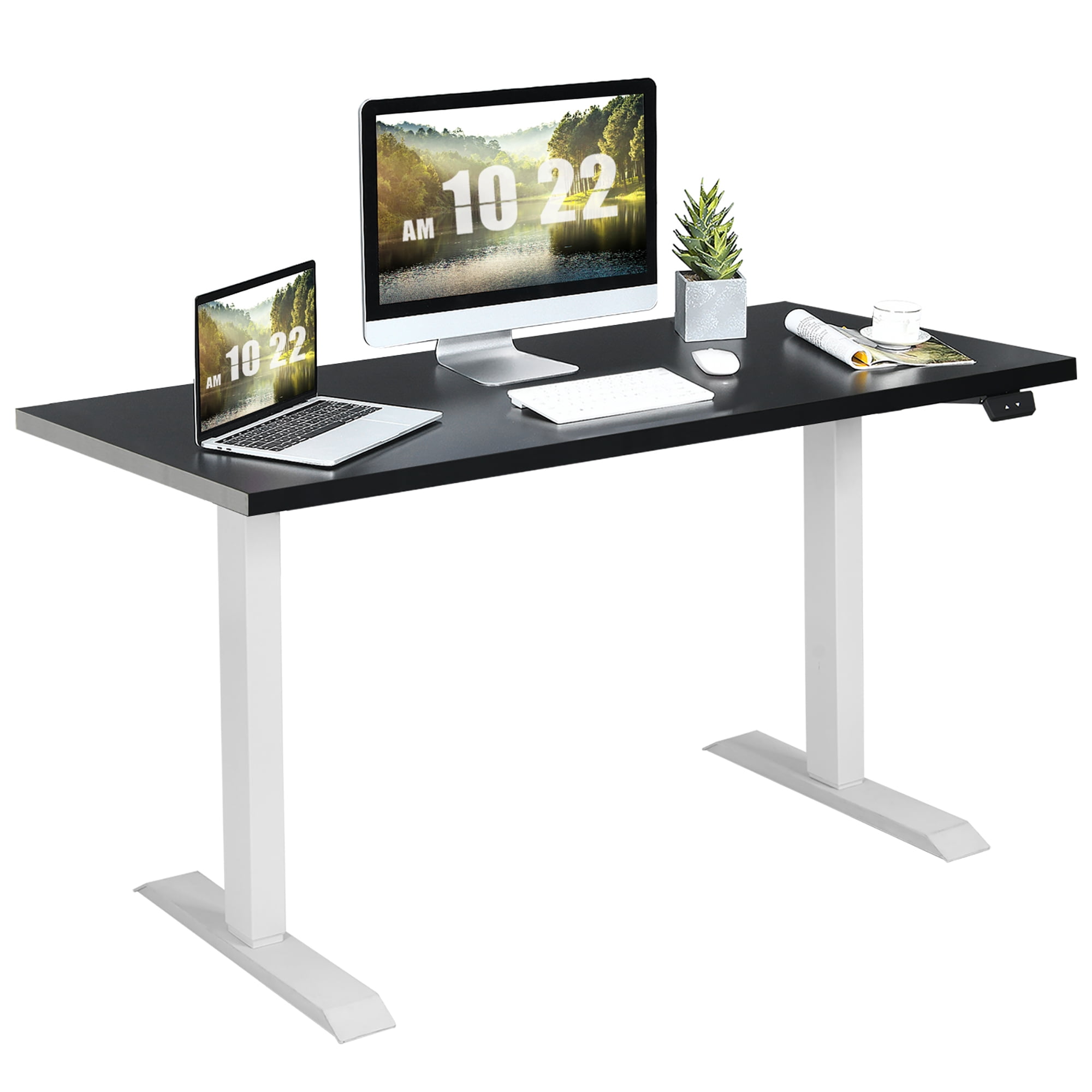 Costway 48'' Electric Sit to Stand Desk Adjustable Standing Workstation ...