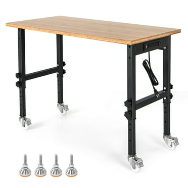 Height Adjustable Workbench, 48" L X 24" W, with Power Socket & 5FT ...
