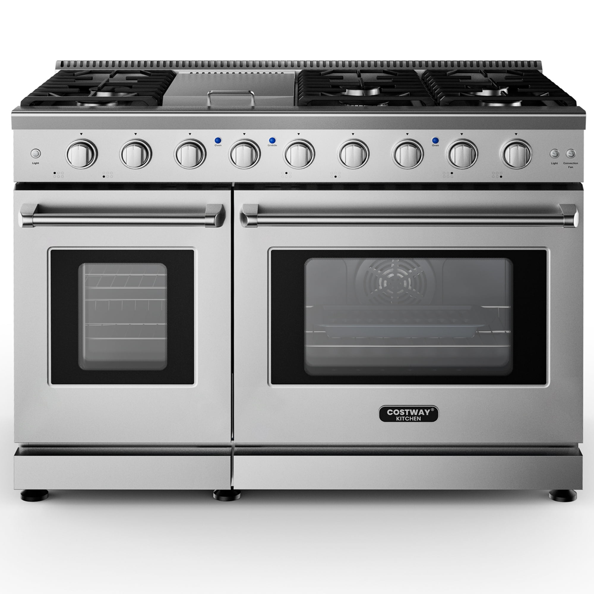 Costway 48 Inches Natural Gas Range Freestanding with 7 Burners Cooktop ...
