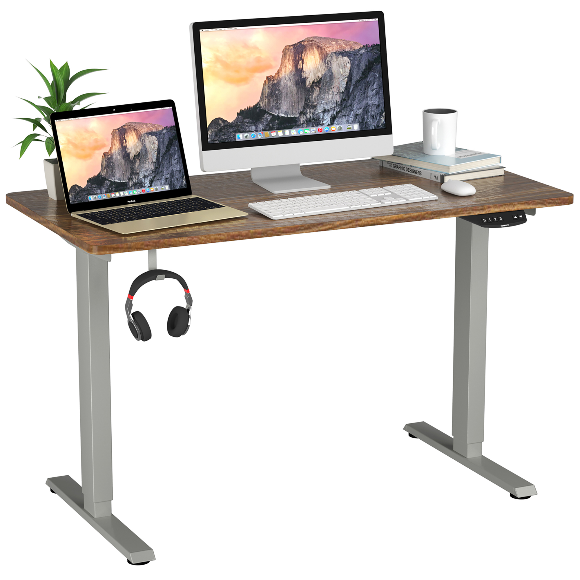 Costway Electric Adjustable Standing Desk 48''x24'', Dual Motor, LED ...