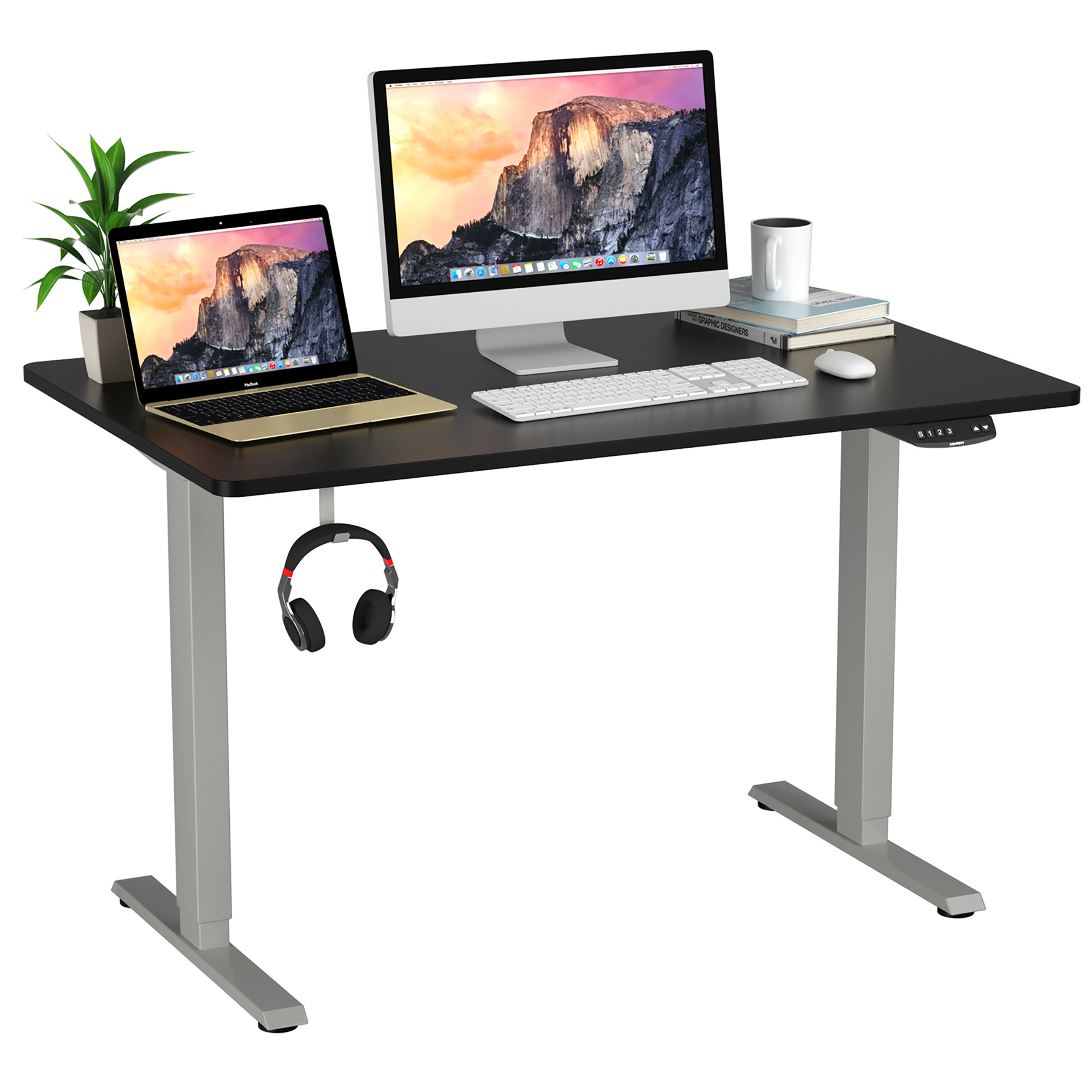 Costway 48'' x 30'' Electric Adjustable Standing up Desk Dual Motor w ...