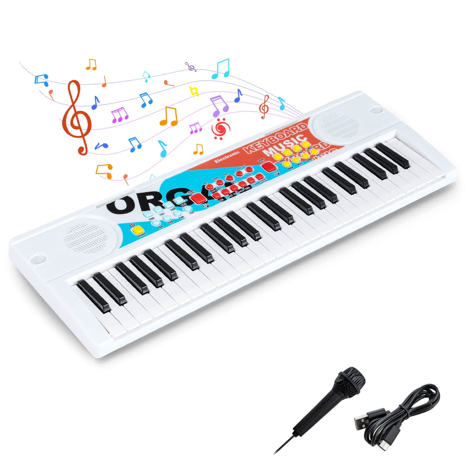 Costway 49 Keys Portable Electric Keyboard Piano with 8 Rhythms, 8 ...