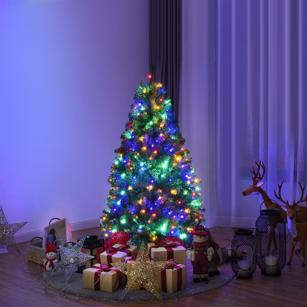 Costway 4Ft Pre-Lit Artificial Christmas Tree Hinged 100 LED Lights ...