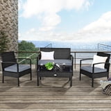 Costway Outdoor Patio Rattan Furniture Set Cushioned Sofa Coffee Table ...
