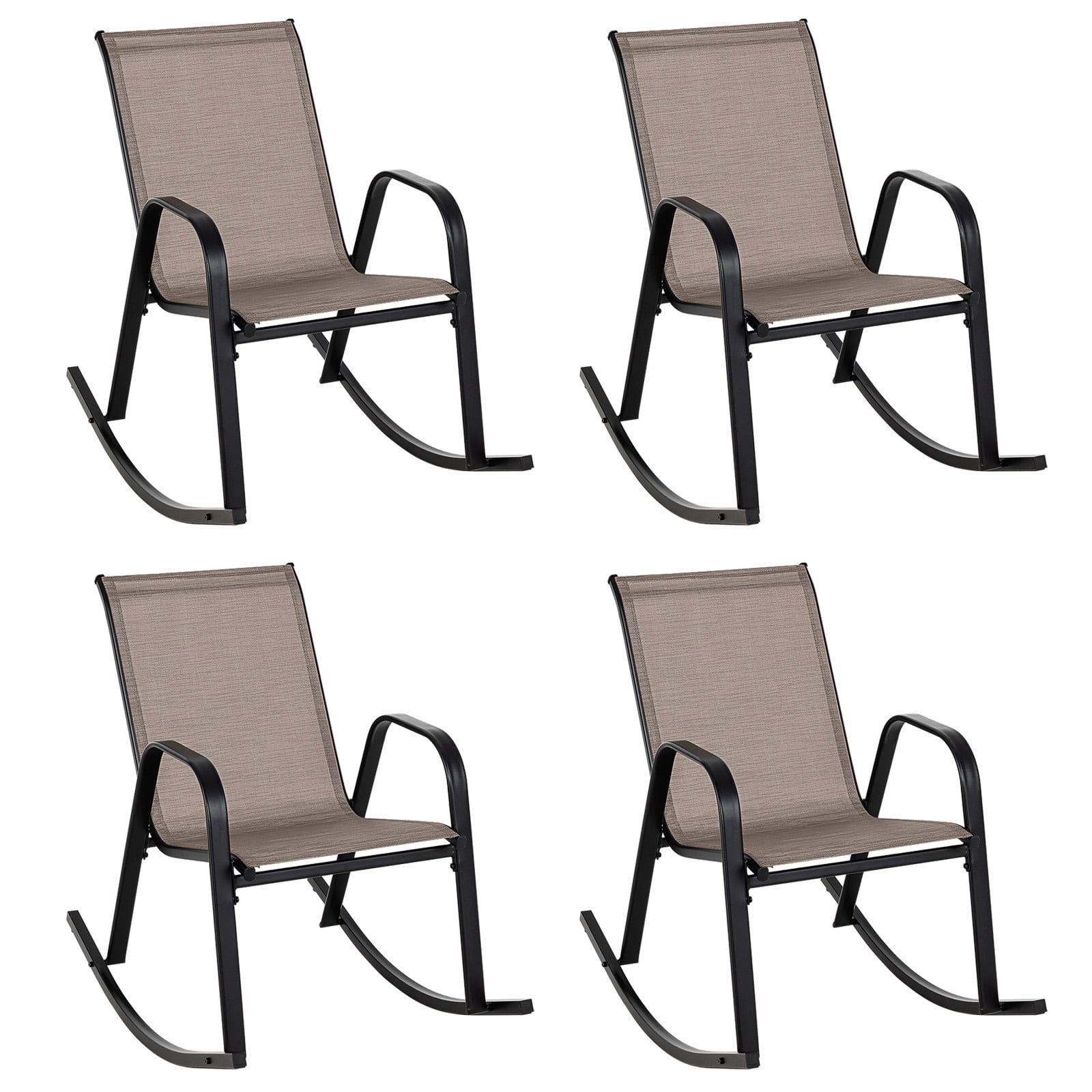 Costway 4pcs Deck Set: Patio Rocking Chair, Heavy-Duty Metal Rocker ...