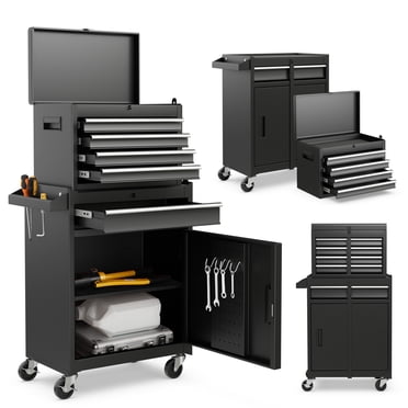 YUKON 46 In. 9-Drawer Rolling Garage Storage Cabinet With Solid Wood ...