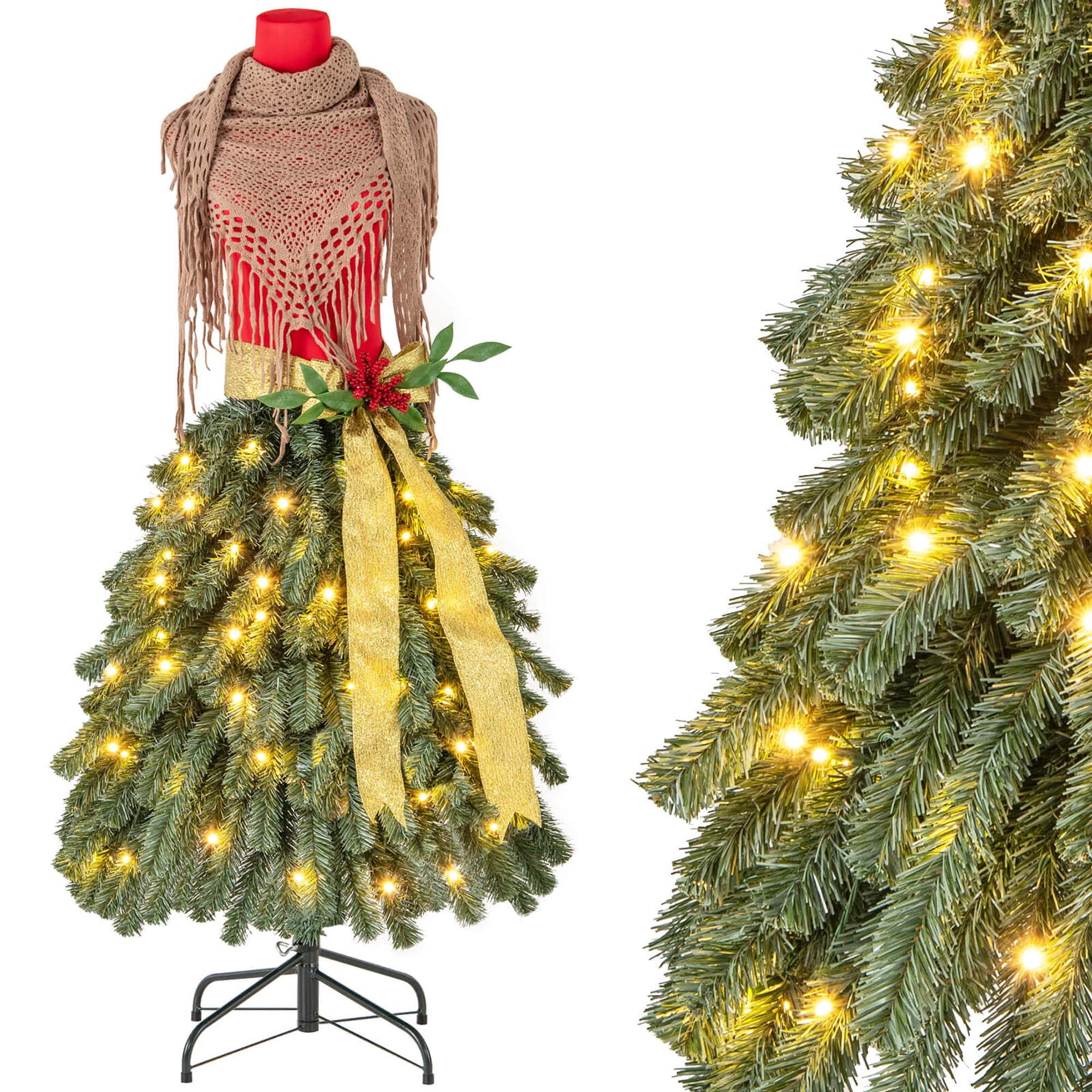 Costway 5 FT Artificial Mannequin Tree with 248 Branch Tips 100 Warm ...