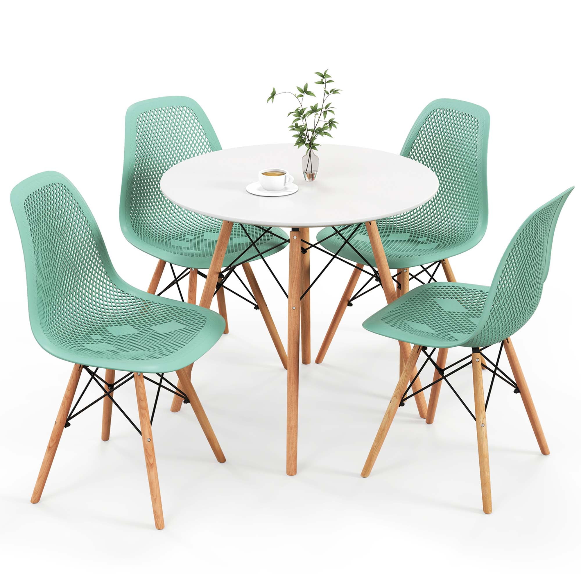 Costway 5 PCS Dining Table Set for 4 Persons Modern Round Table & 4 ...