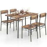 Costway 5 PCS Industrial Kitchen Dining Room Furniture with Wood ...