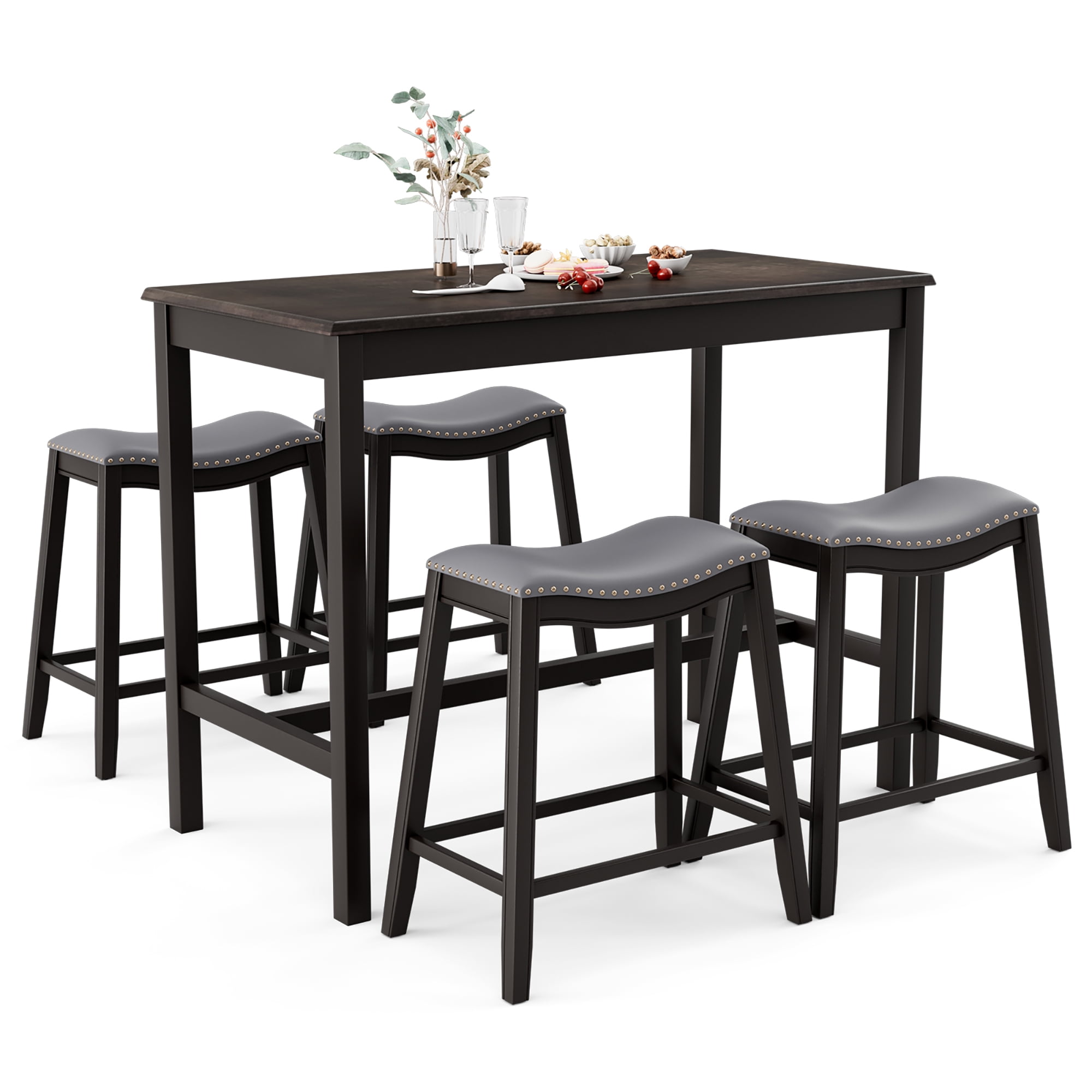 Costway 5PCS Dining & Kitchen Bar Table Set, High Counter Height ...