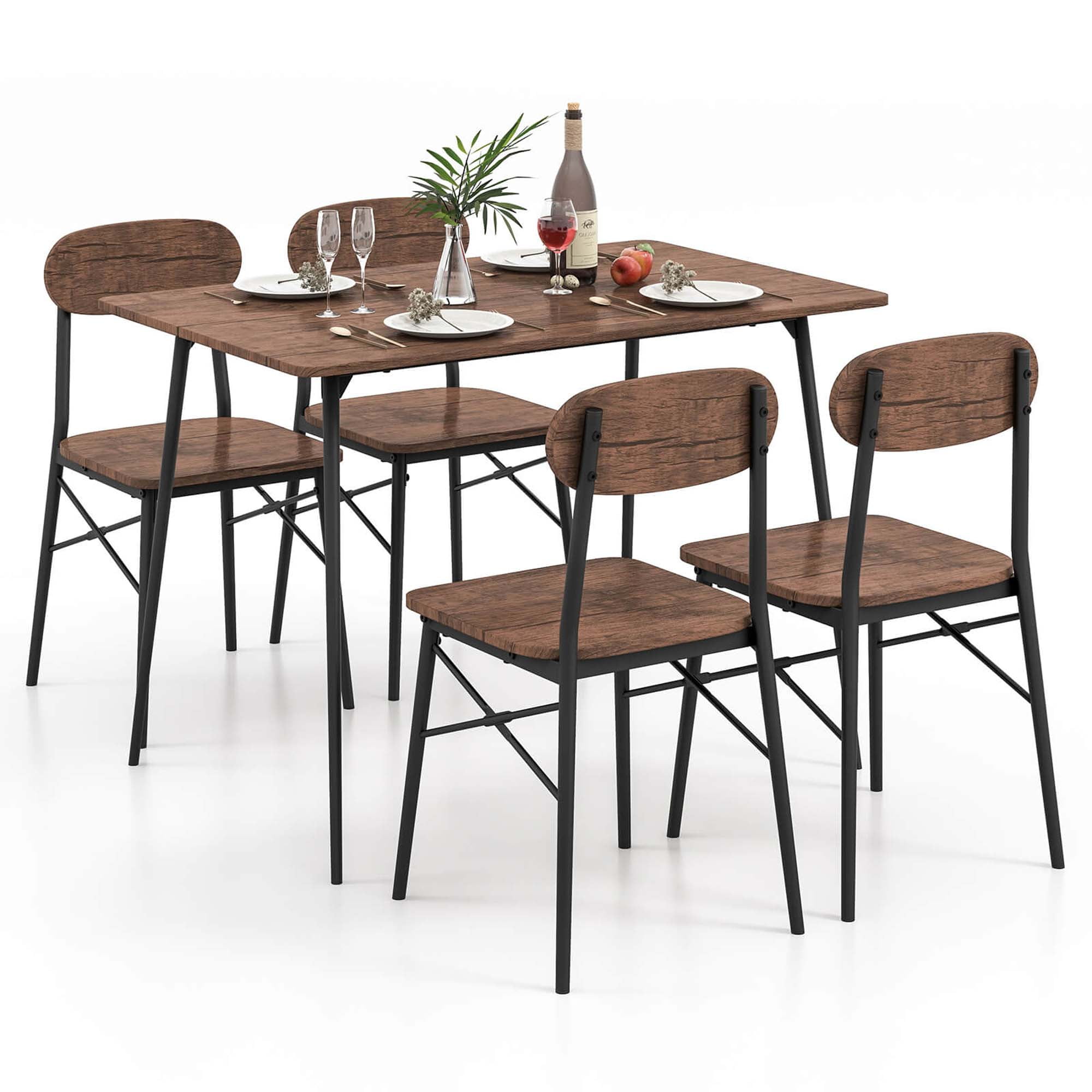Costway 5-Piece Sturdy Dining Set with Chairs, Modern Kitchen & Dining ...