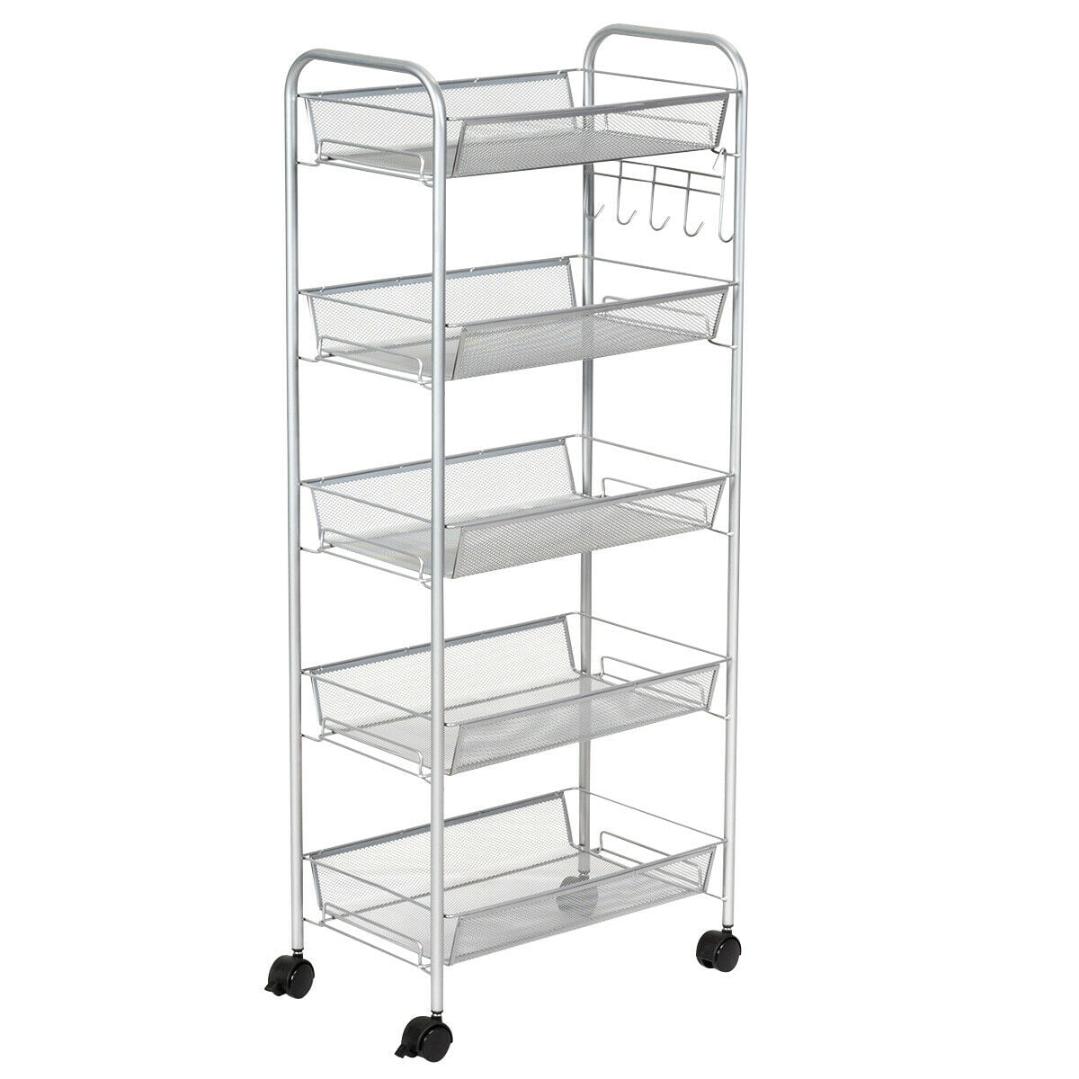 Costway 5 Tier Storage Rack Trolley Cart Home Kitchen Organizer Utility ...