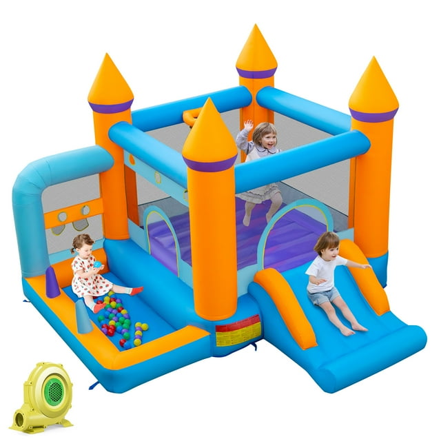 Costway Large 5-in-1 Inflatable Bounce Castle with Inside Toys, Kids ...